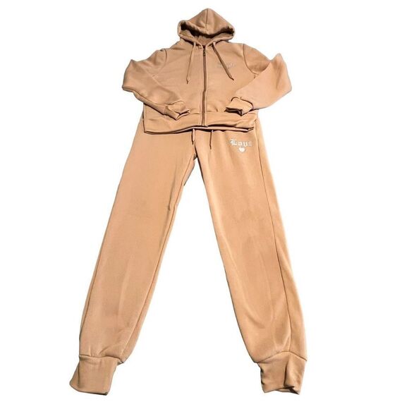 Aq Sport | Pants & Jumpsuits | Aq Sweatsuit Womens Xl Beige Two Piece ...